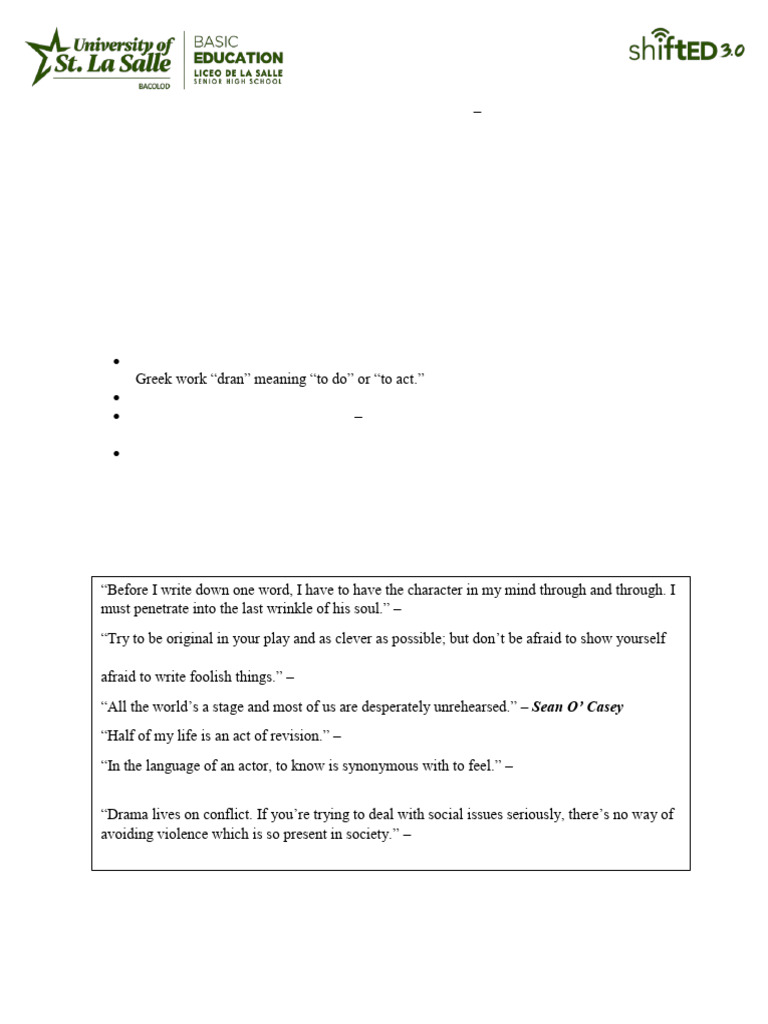 CW Module 6 Handout - Introduction To Drama | PDF | Plot (Narrative ...