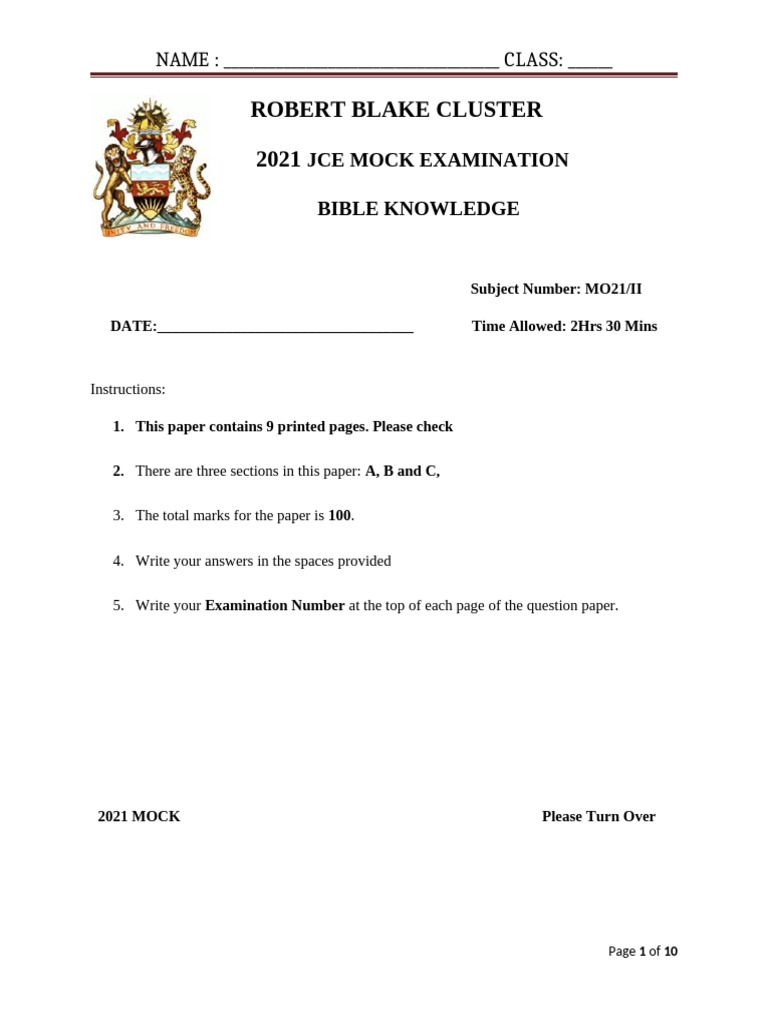 2021 Robert Blake Cluster BK f.2 Mock 2021 | PDF | Jesus | Abraham