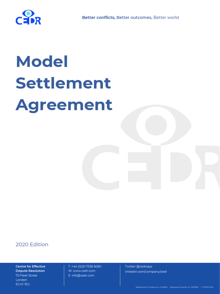 Model Mediation Settlement Agreement 2020 1 | PDF | Mediation | Arbitration