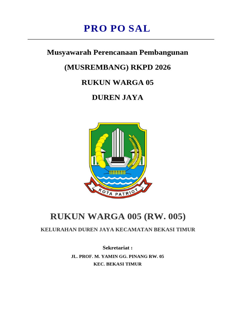 Proposal Musrenbang RW 05 Duren Jaya | PDF