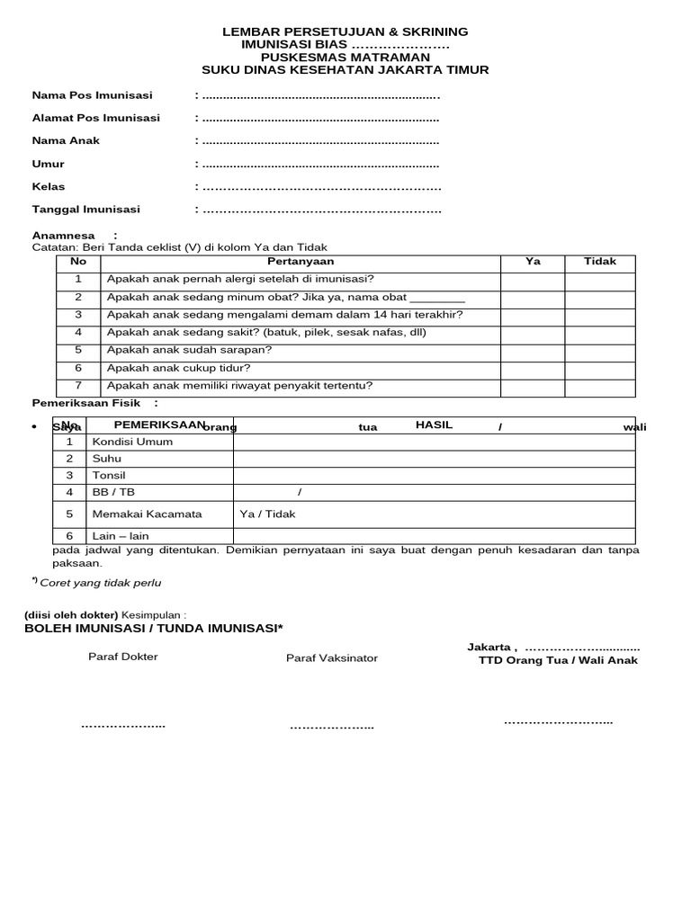 FORM Skrining BIAS Matraman 2025 | PDF