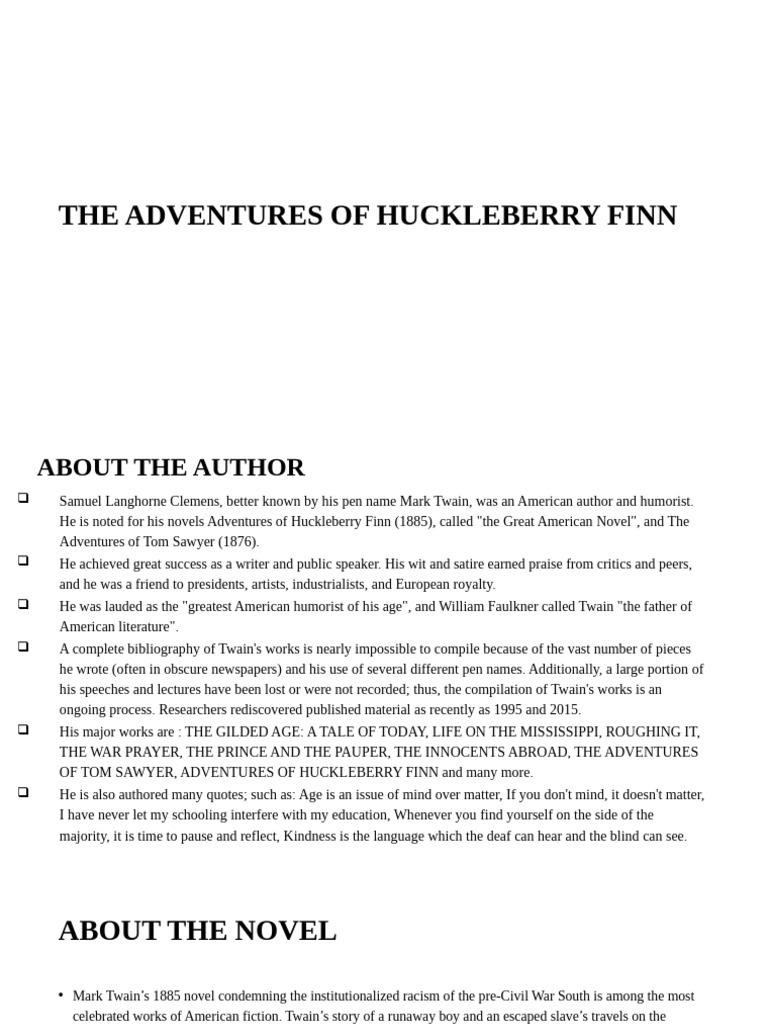 Hypocrisy and Freedom in Huck Finn | PDF | Huckleberry Finn ...
