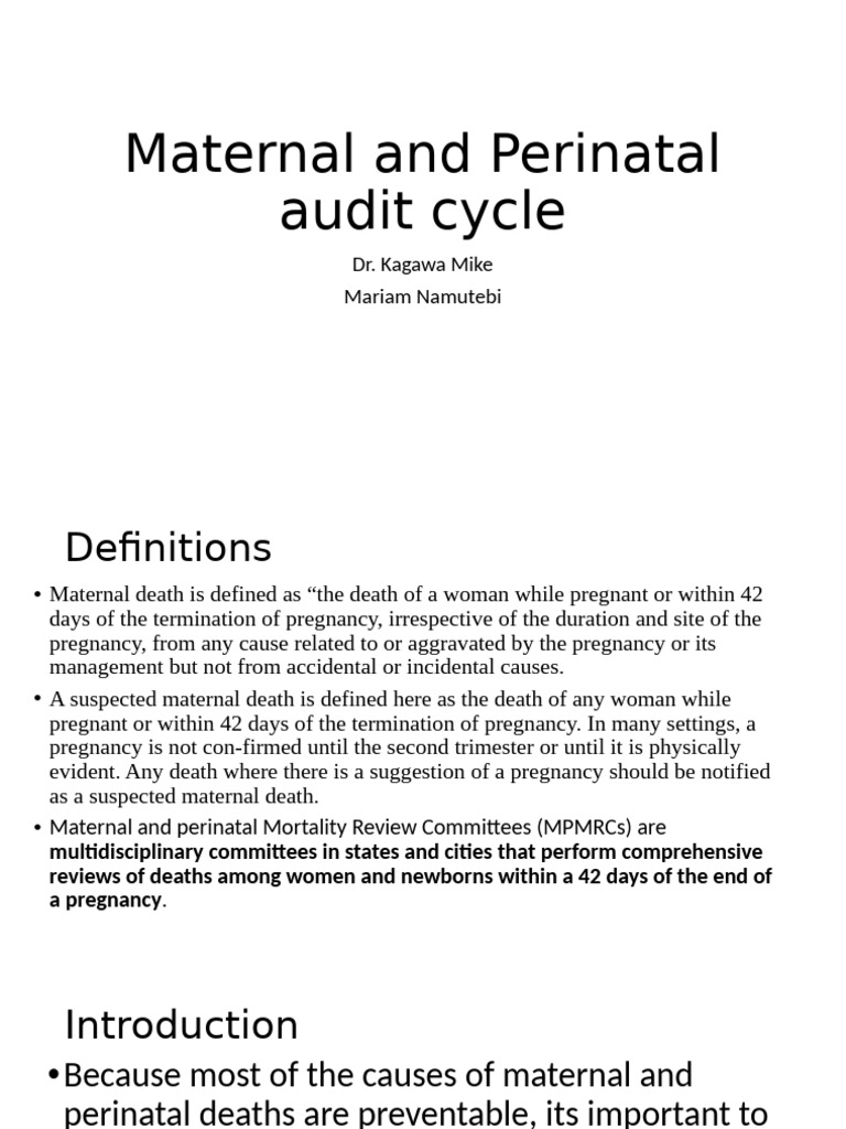 Maternal and Perinatal Audit Cycle | PDF | Maternal Death | Pregnancy