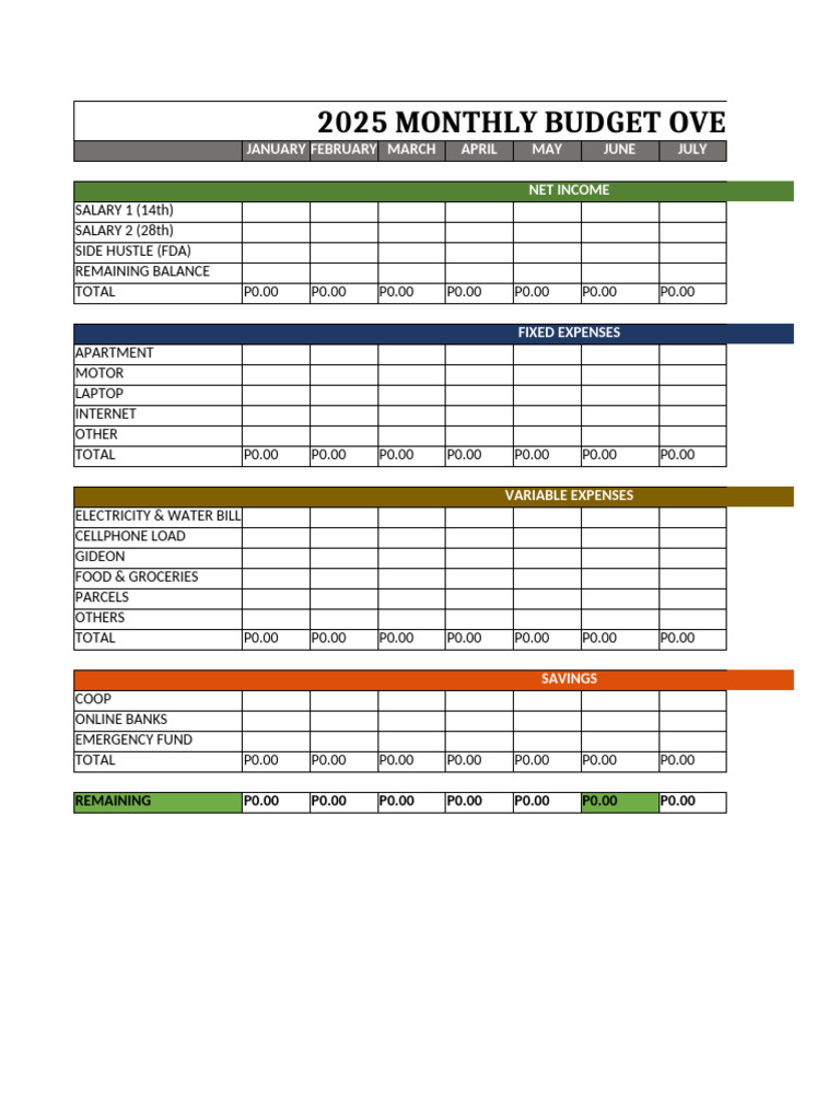 Monthly Budget Tracker Template | PDF