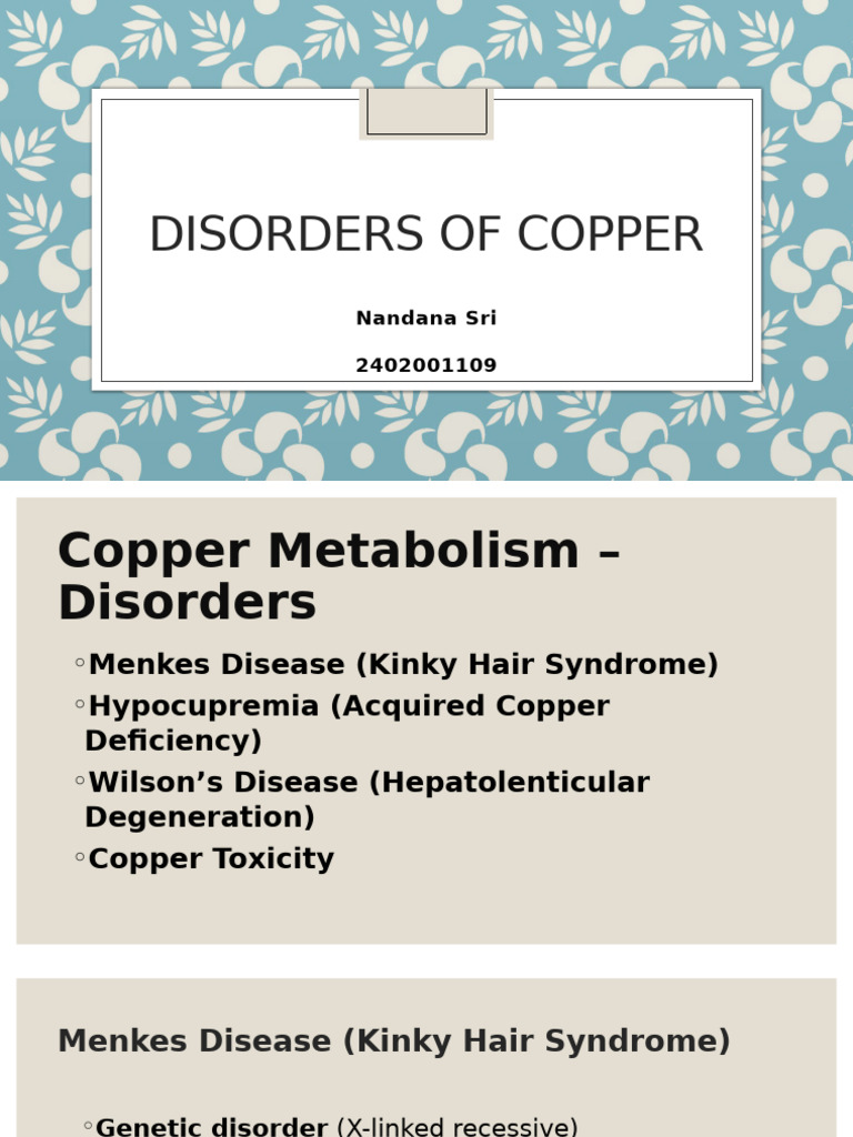 Copper Metabolism Disorders Explained | PDF