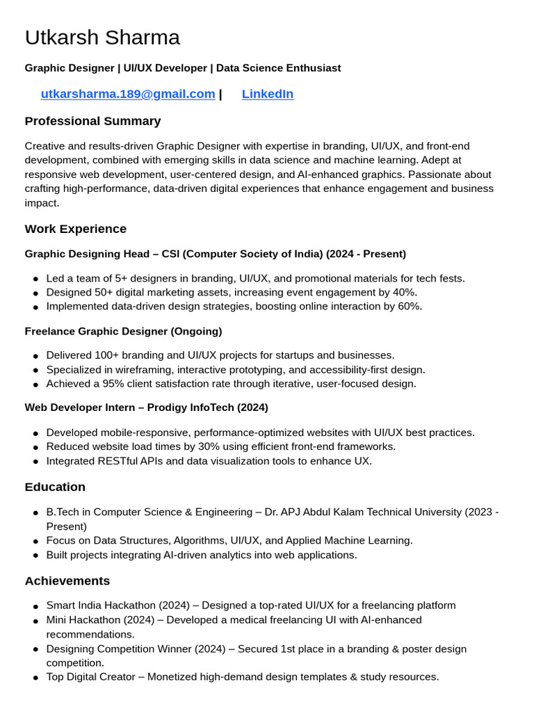 Utkarsh Sharma Mix Resume | PDF | Web Development | Graphic Design