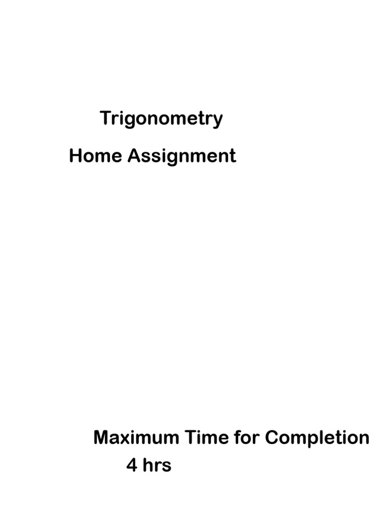 Trigonometry Home Assignment - 3 | PDF | Trigonometry | Mathematical ...