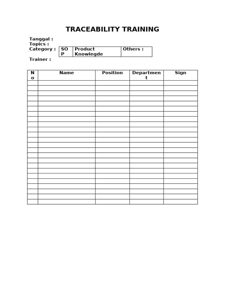 Traceability Training Pdf