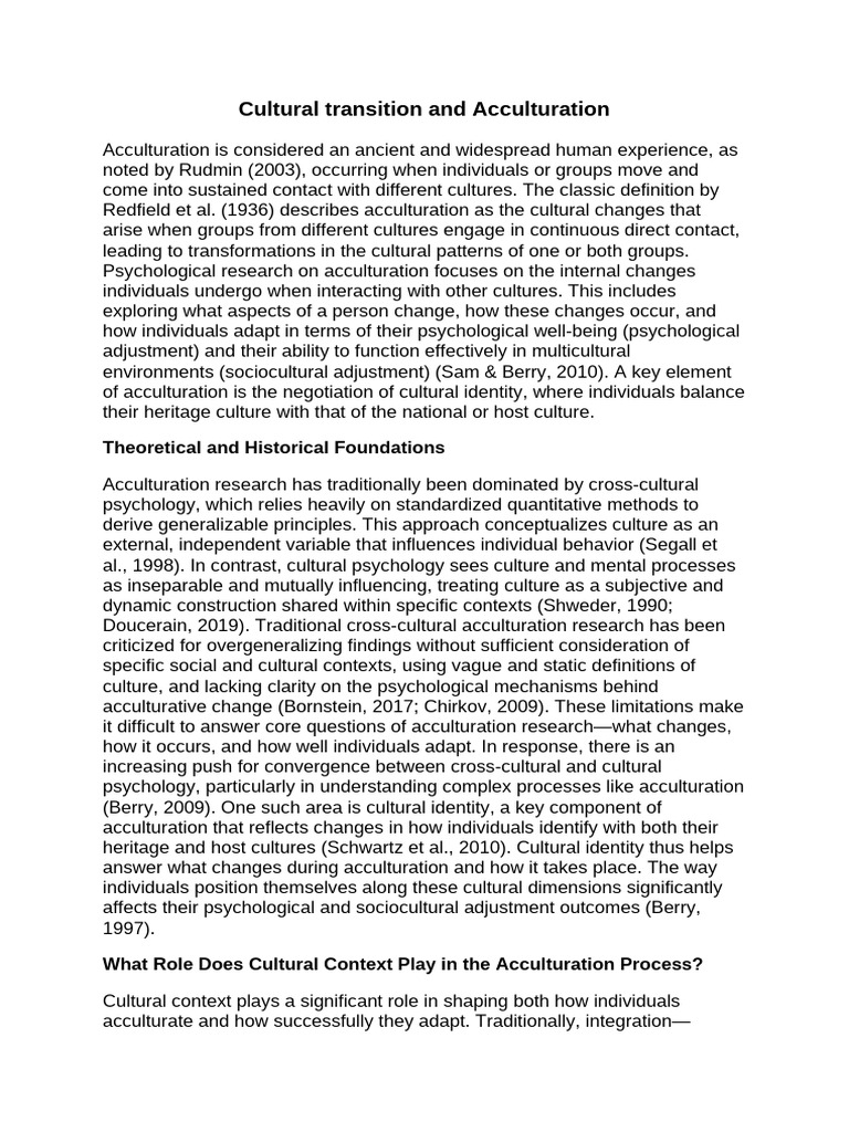 Understanding Acculturation and Identity | PDF | Identity (Social ...