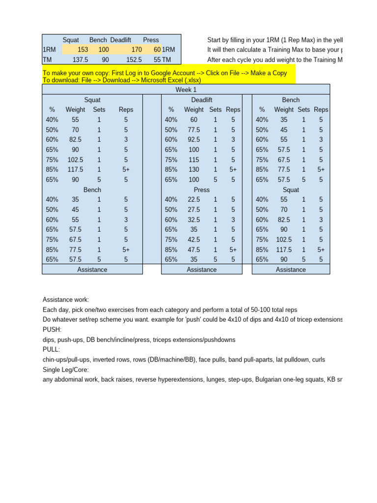 5/3/1 Beginner Training Plan | PDF | Weight | Sports Science
