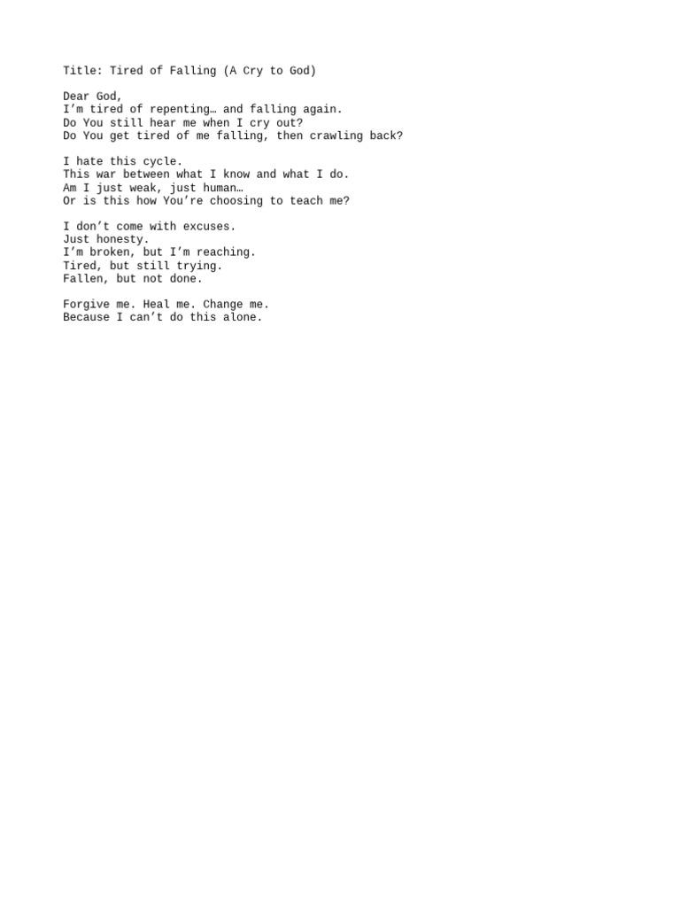 Tired of Falling Poem | PDF