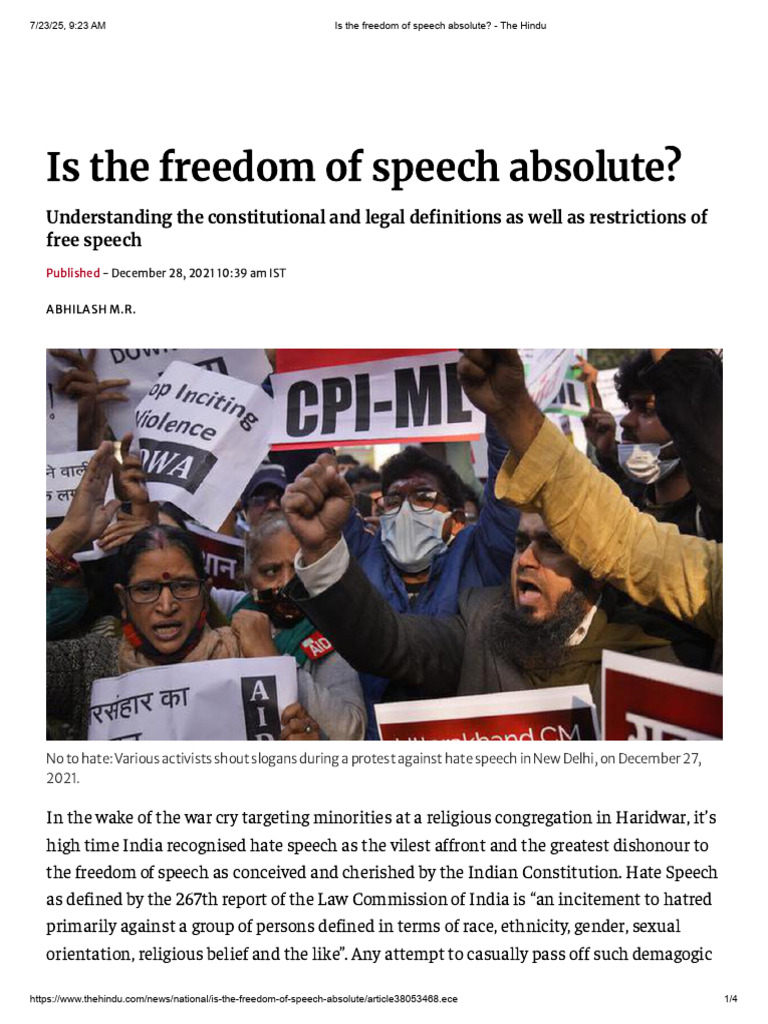 Hate Speech and Free Speech Limits in India | PDF | Hate Speech | Hatred