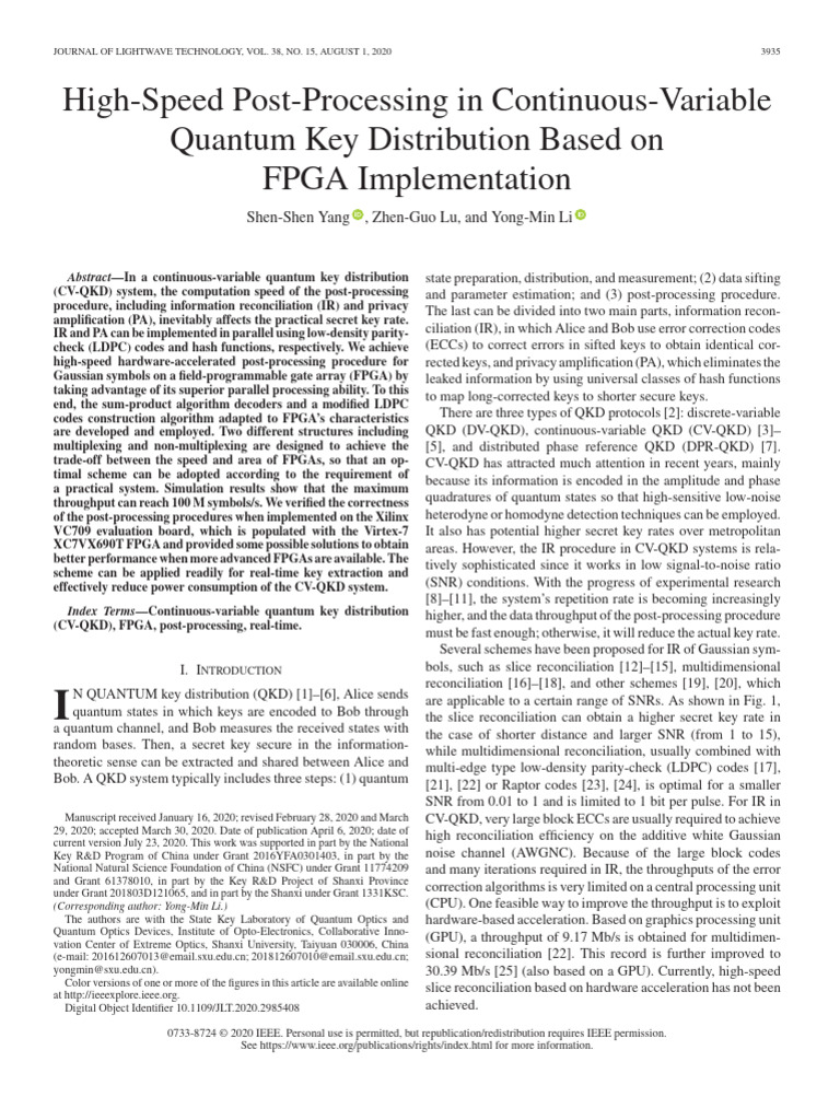 Journal of Lightwave Technology 38, 3935 | PDF | Low Density Parity ...