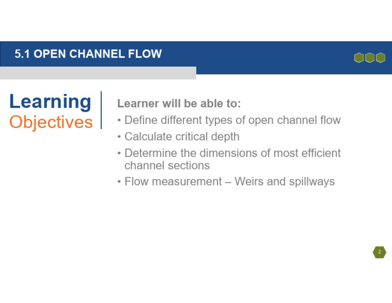 5.1 Open Channel Flow Objectives | PDF