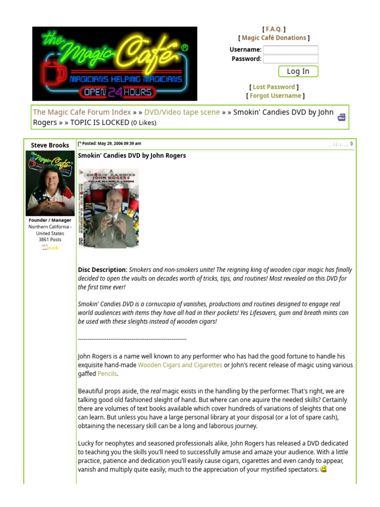 The Magic Cafe Forums - Smokin' Candies DVD by John Rogers | PDF