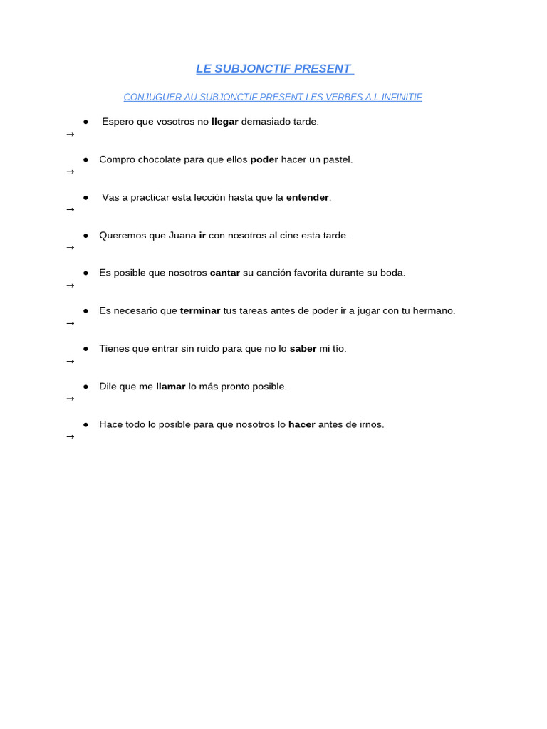 Le Subjonctif Present | PDF