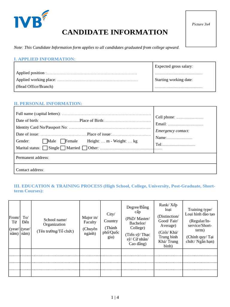 IVB Candidate Information | PDF