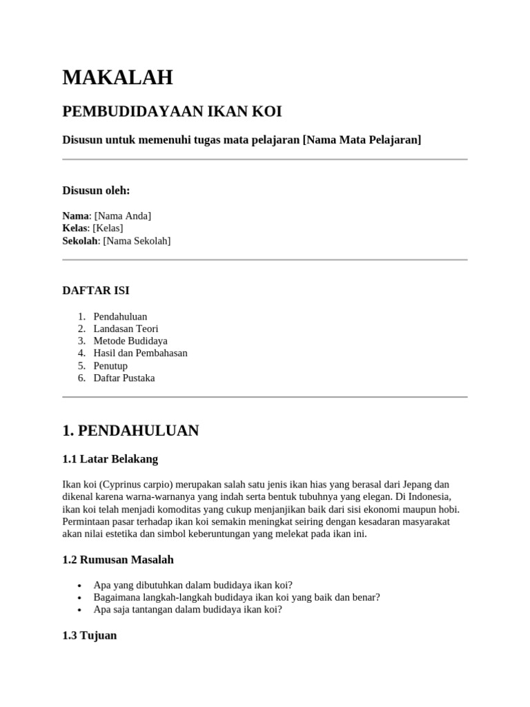 MAKALAH Budidaya Ikan Koi | PDF