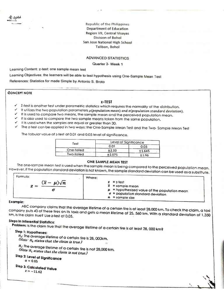 Quarter 3 Advanced Statistics | PDF