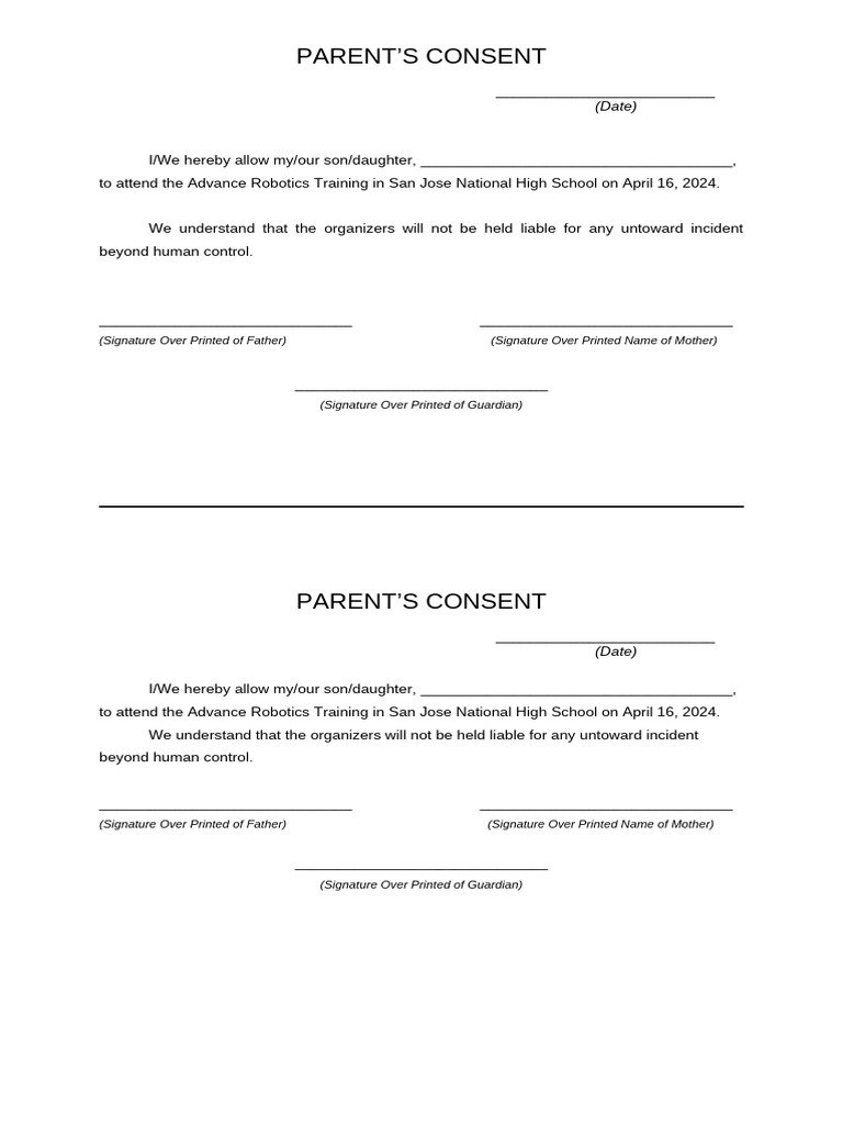 Parents Permit | PDF