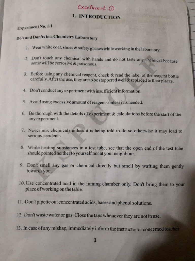 Chemistry Lab Expirements | PDF
