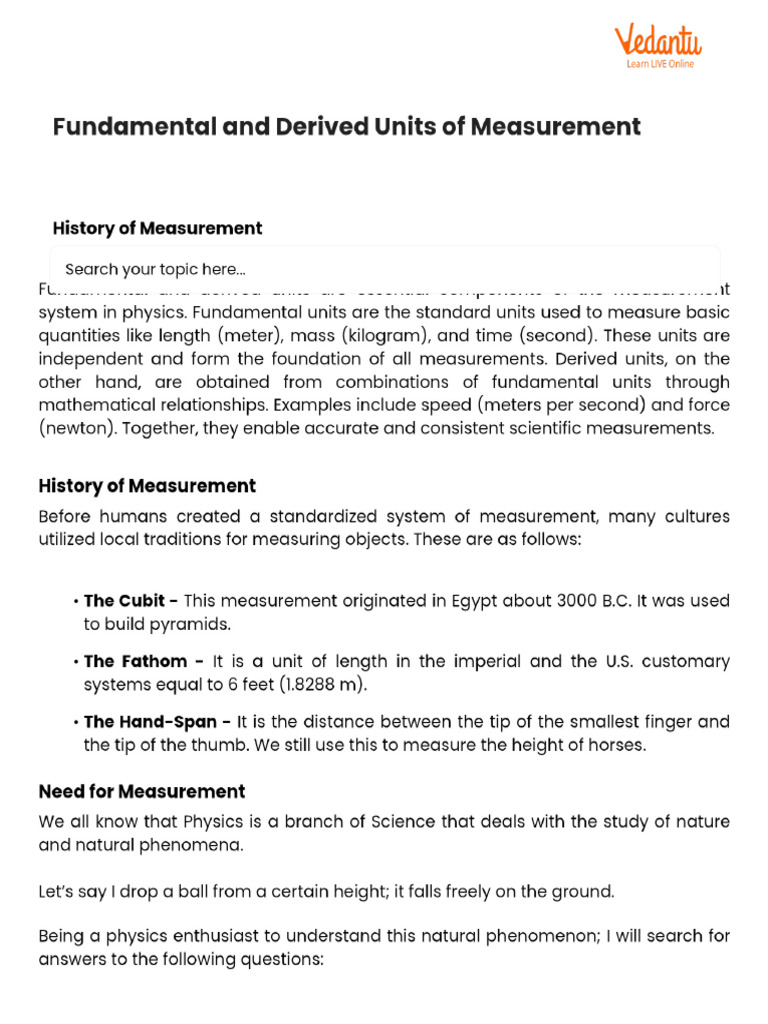 Fundamental and Derived Units of Measurement | PDF
