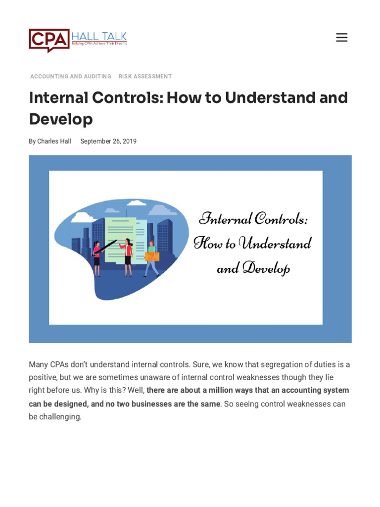 Internal Controls - How To Understand and Develop - CPA Hall Talk | PDF ...