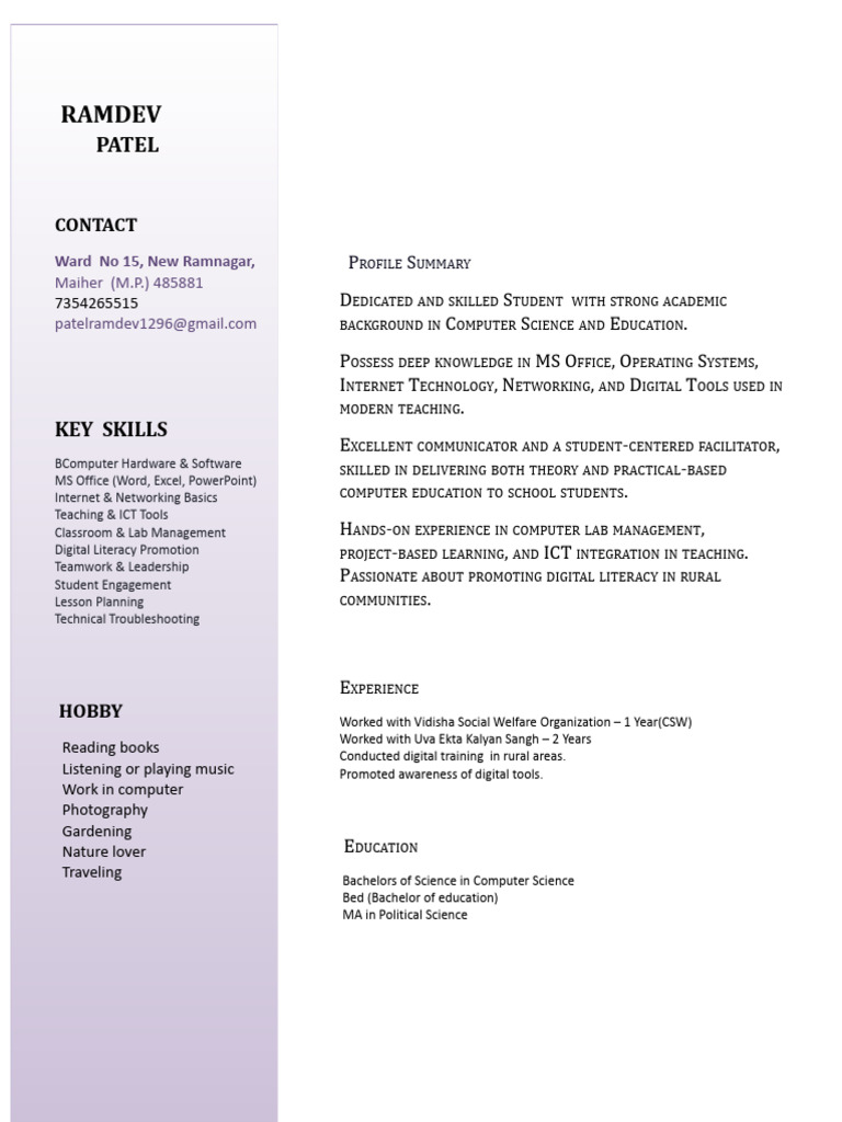 Ramdev - CV2 - Without - Photo (1) 2 | PDF