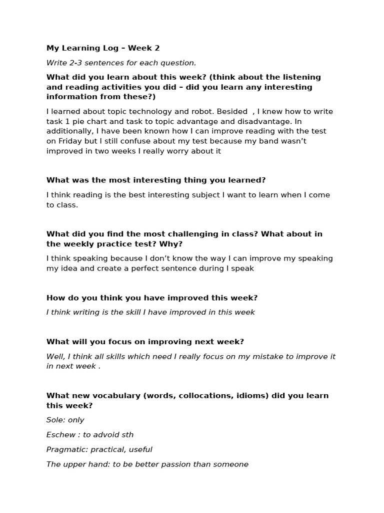 My Learning Log | PDF