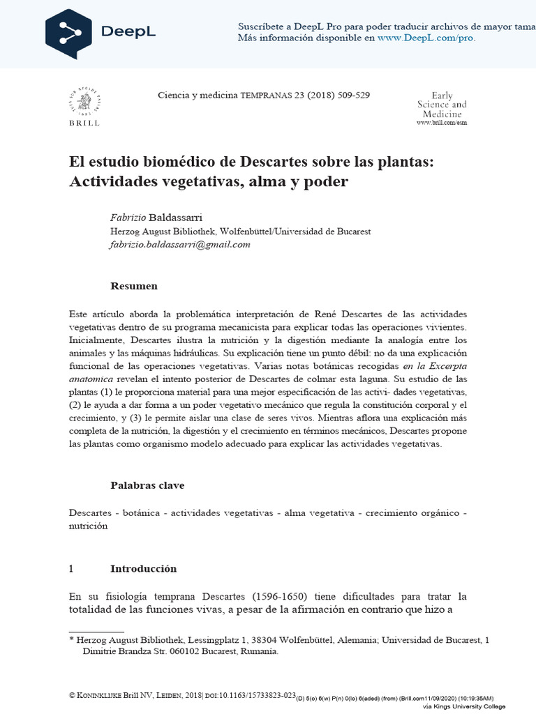 Baldassarri (2018) Descartes' Bio-Medical Study of Plants - Vegetative ...