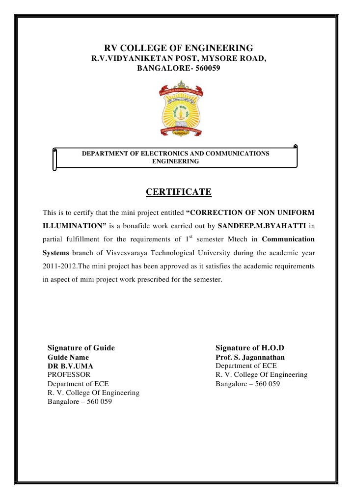 Mini Project Certificate: Illumination Correction | PDF