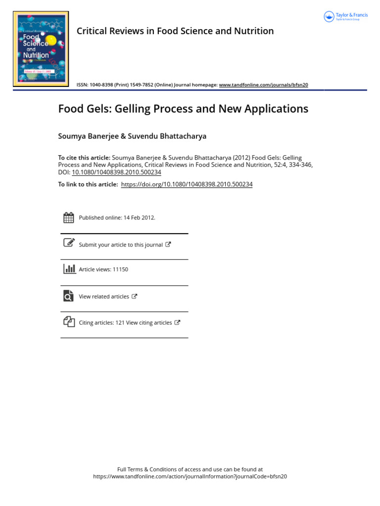 Food Gels Gelling Process and New Applications | PDF | Gel | Rheology