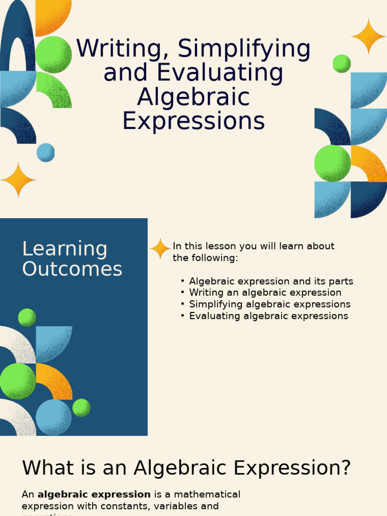 Writing and Evaluating Algebraic Expressions | PDF | Variable ...