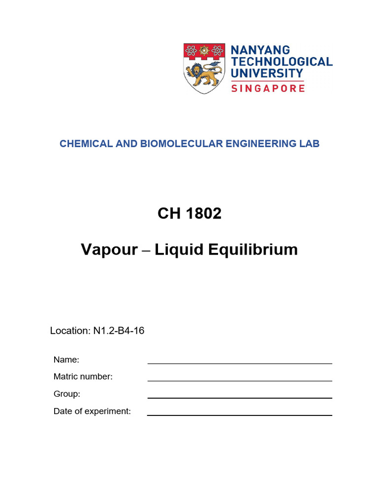 CH1802 C5 Vapour Liquid Equilibrium | PDF | Phase (Matter) | Temperature