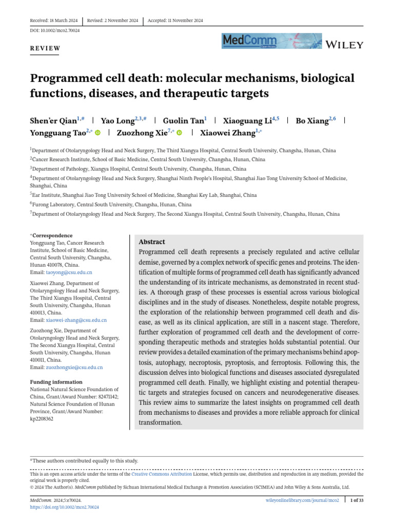 Insights on Programmed Cell Death | PDF | Apoptosis | Autophagy