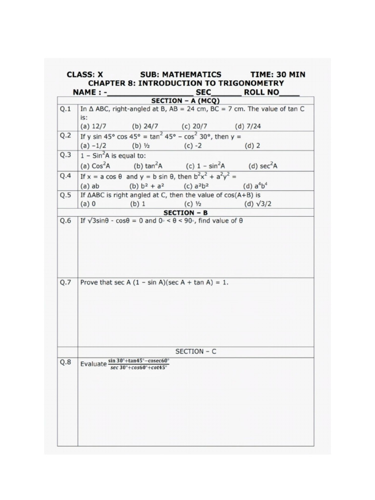 Kendriya Vidyalaya - Practice Worksheet | PDF