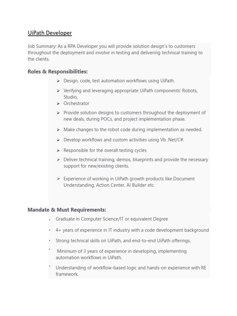 JD - Developer | PDF