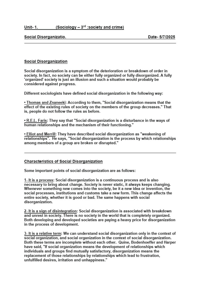 Unit - 1. (Sociology - 3rd Society and Crime) E | PDF | Deviance ...