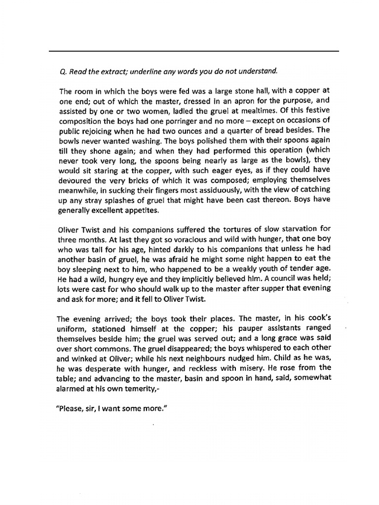 Year 7 Comprehension Oliver Twist | PDF