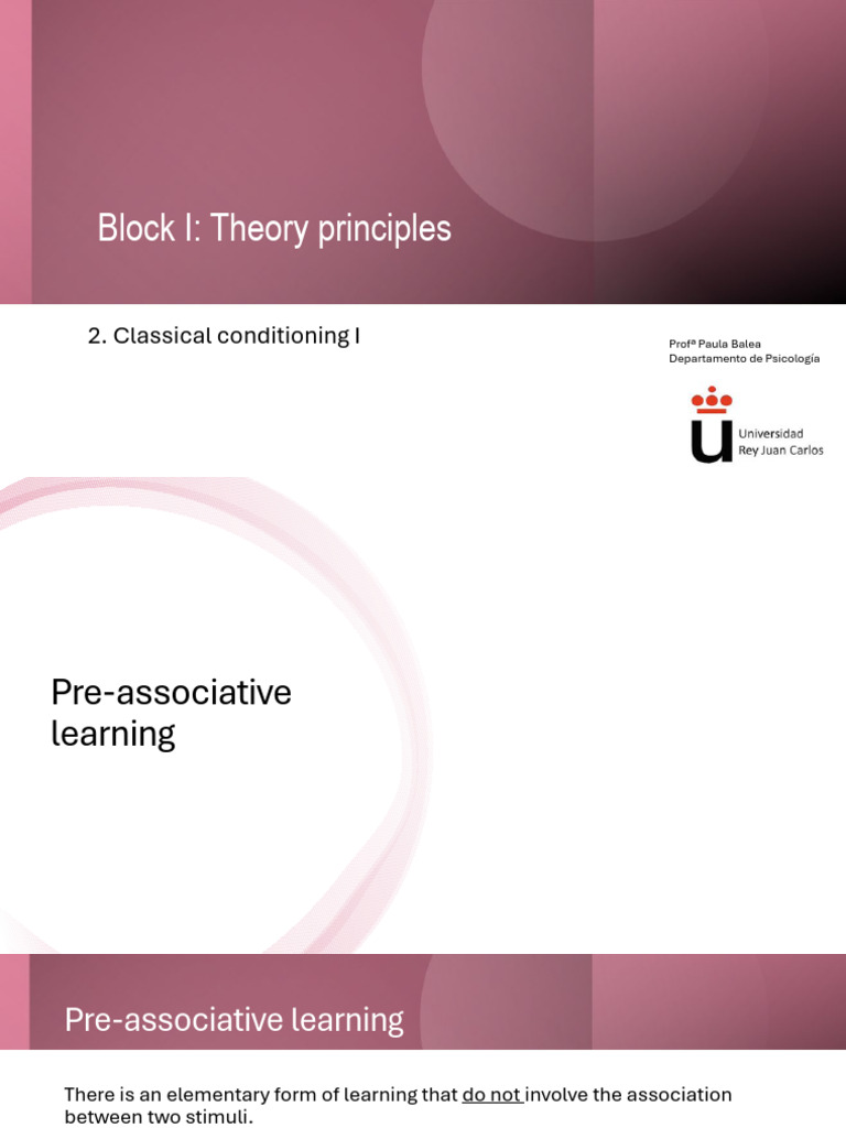 Topic 2. Classical Conditioning - First Part | PDF | Classical Conditioning | Learning