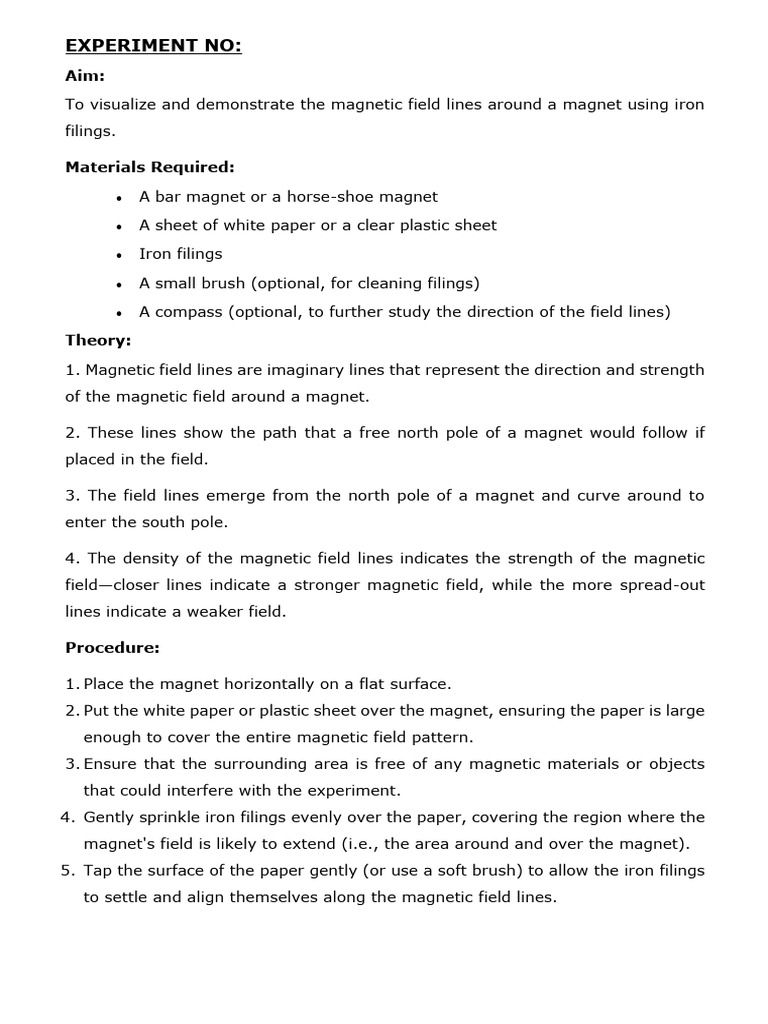 Grade 6 Exp 6 Magnetic Field Lines | PDF | Magnet | Magnetic Field