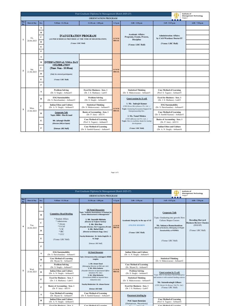 Orientation 2025 Schedule | PDF | Business
