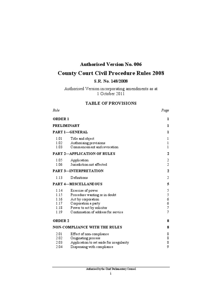 County Court Civil Procedure Rules 2008 | PDF | Costs In English Law ...