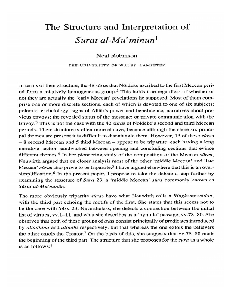 The Structure and Interpretation of Sura | PDF | Surah | God In Islam