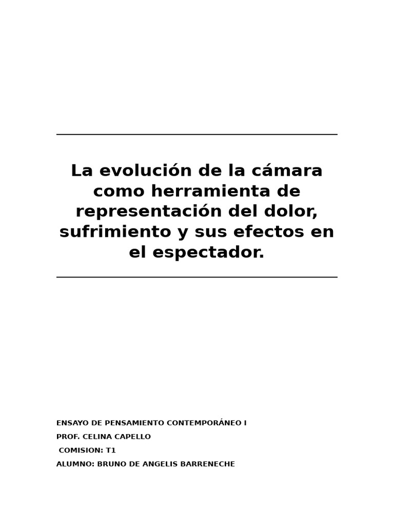 Ensayo Pensamiento Bruno de Angelis (d2019) | PDF | Sufrimiento | Memoria