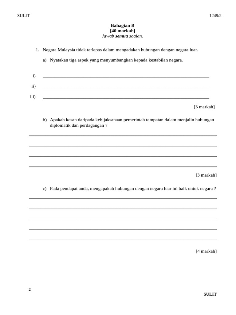 2025 - Sejarah Kertas 2 (F3) Midyear Exam | PDF