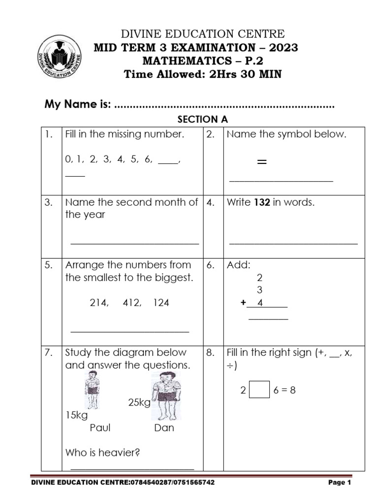 P.2 MTC Mid T3 2023 | PDF