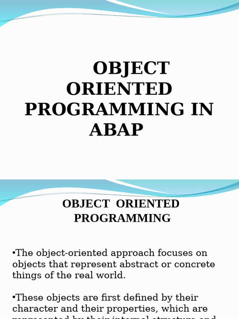 Abap Oops (Complete) | PDF | Class (Computer Programming) | Method (Computer Programming)