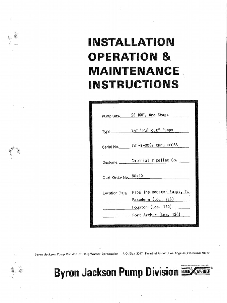 Byron Jackson Pump - Model KXF IOM | PDF