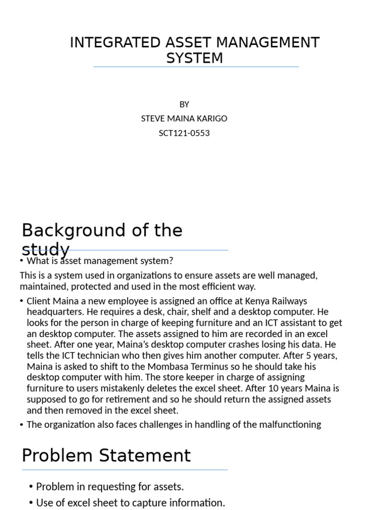 Integrated Asset Management System Overview | PDF | Methodology | Agile ...